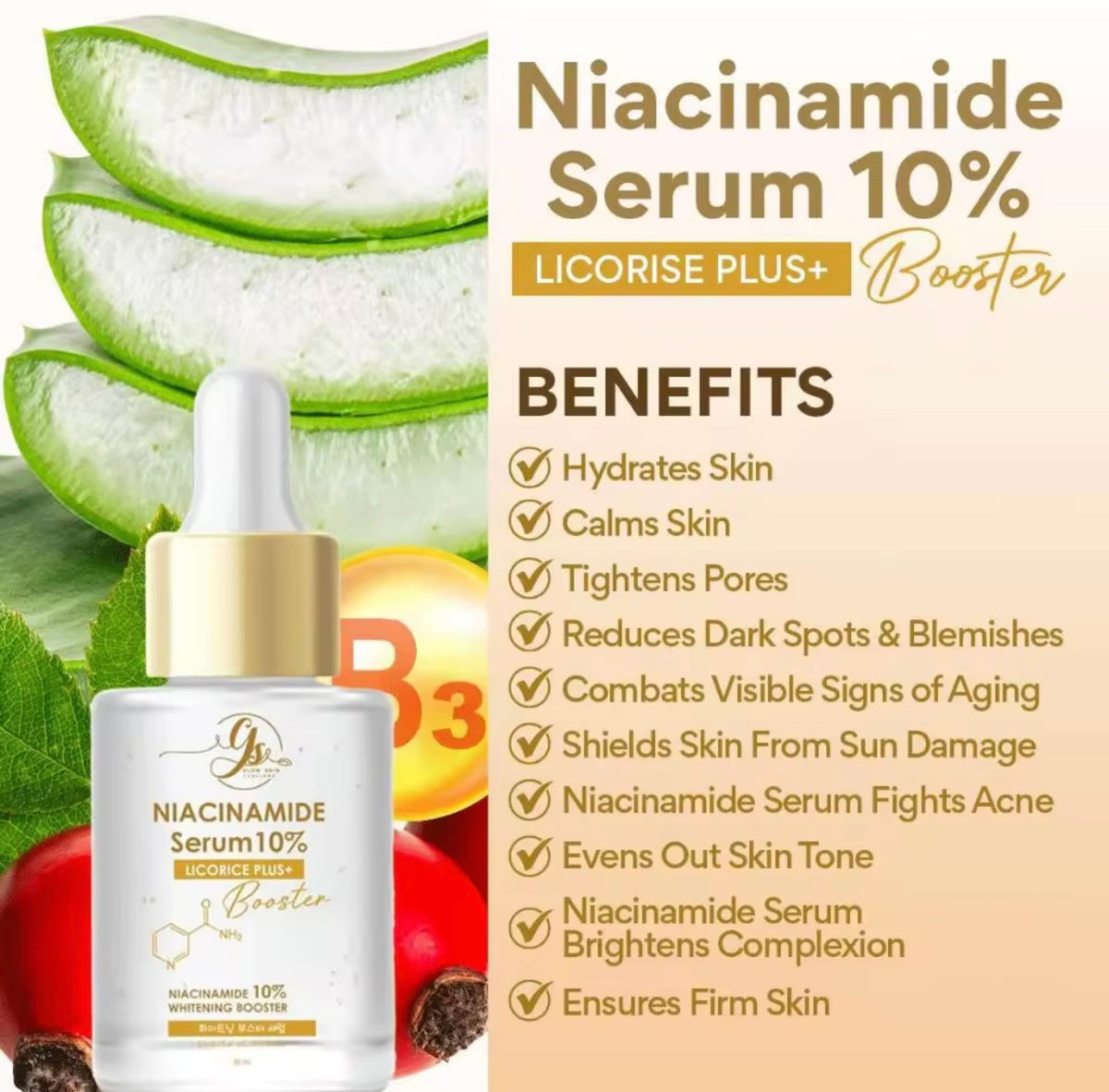 GST - Niacinamide Serum 10% Licorine Plus+ – My Care Kits