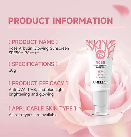 GMEELAN - ROSE Arbutin Glowing Sunscreen SPF 50 PA++++ 30g – My Care Kits