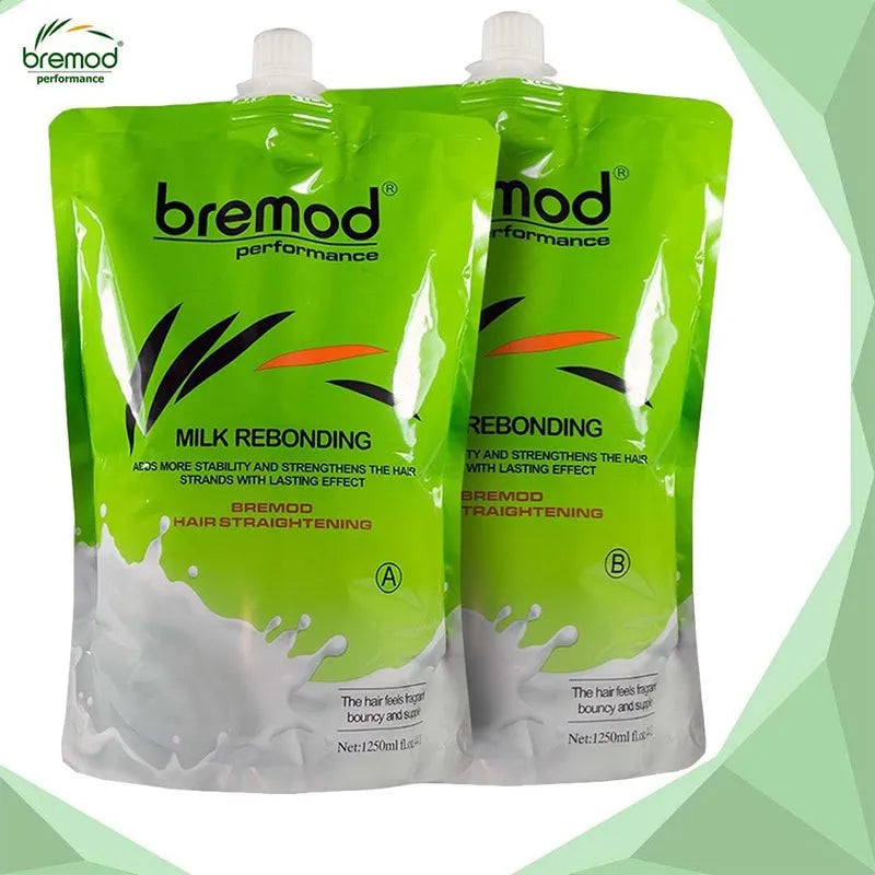 BREMOD - Milk Rebonding Hair Straightening ( Green set A & B ) 1250 ml ...