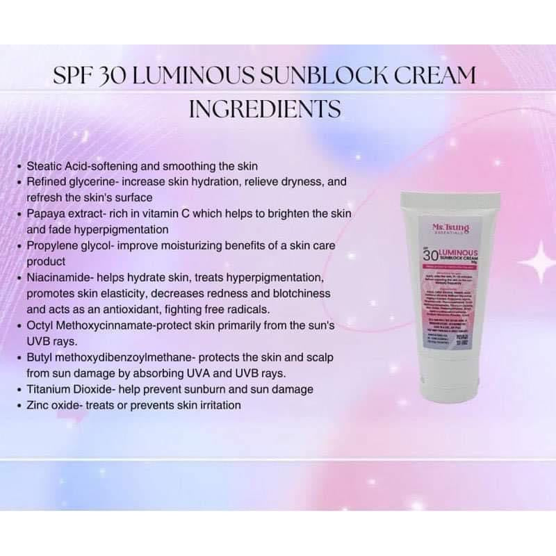 Ms. Tsung Essentials - Luminous Sunblock Cream SPF 30 - 30g – My Care Kits
