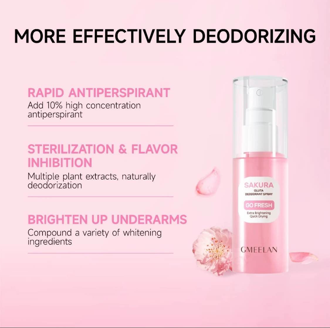 Gmeelan - Sakura Gluta Deodorant SPRAY - Go Fresh - Anti-perspirant Sp ...