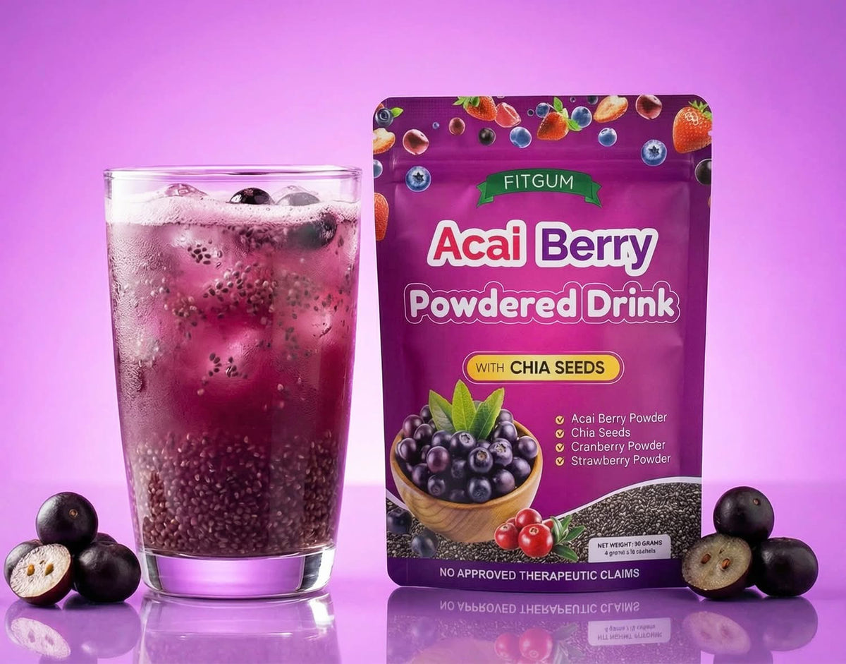 Fitgum Acai Berry Powdered Drink w/ Chia Seeds – My Care Kits