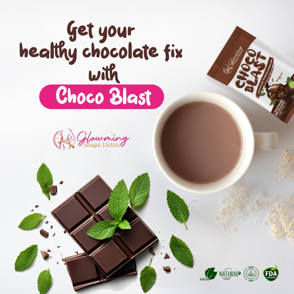 Glowming Shape Detox - CHOCO BLAST 10 x 20g – My Care Kits
