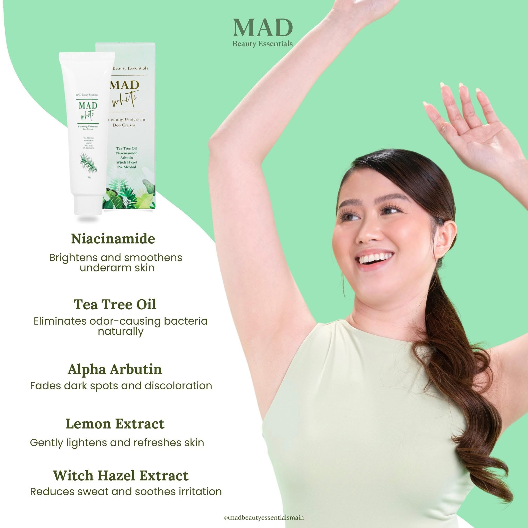 MAD White Whitening Underarm Deo Cream 30g – My Care Kits