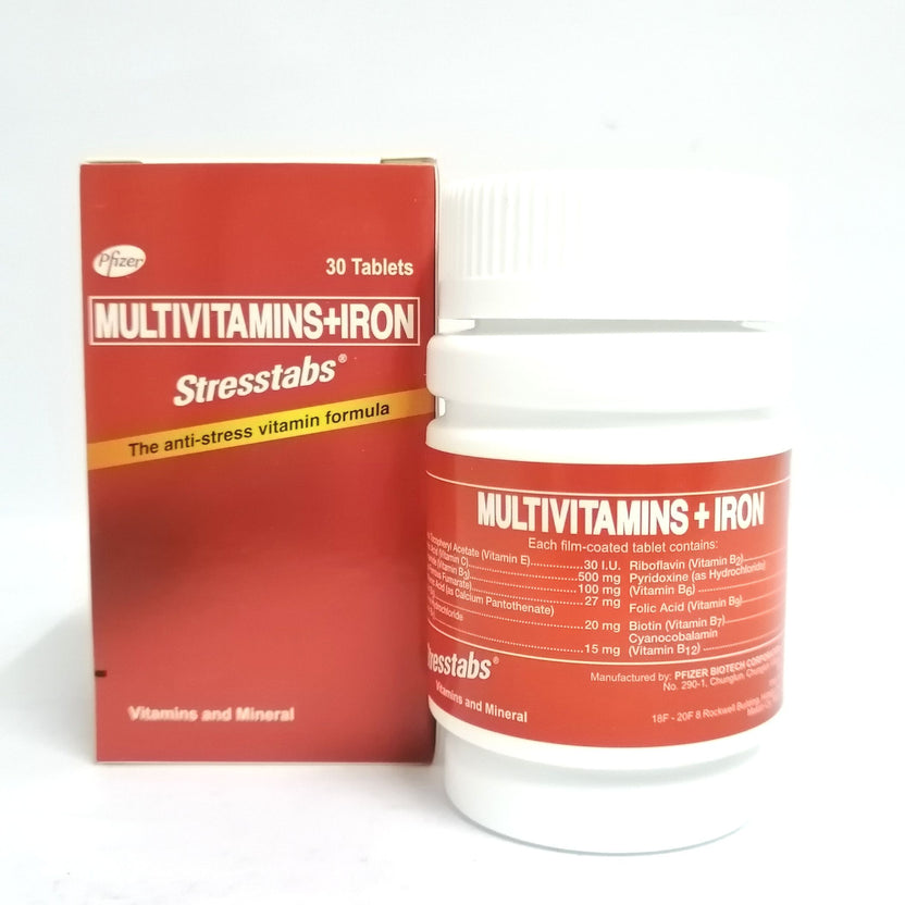 STRESSTABS - Multivitamins + Iron - Anti Stress Vitamin Formula 30 Tab ...